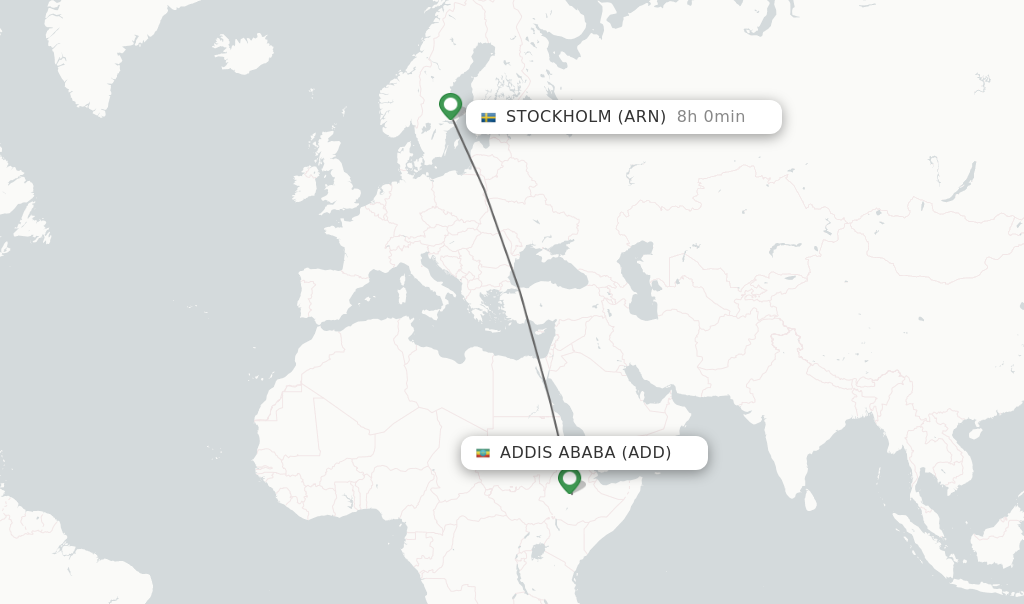 Direct (non-stop) flights from Addis Ababa to Stockholm - schedules ...