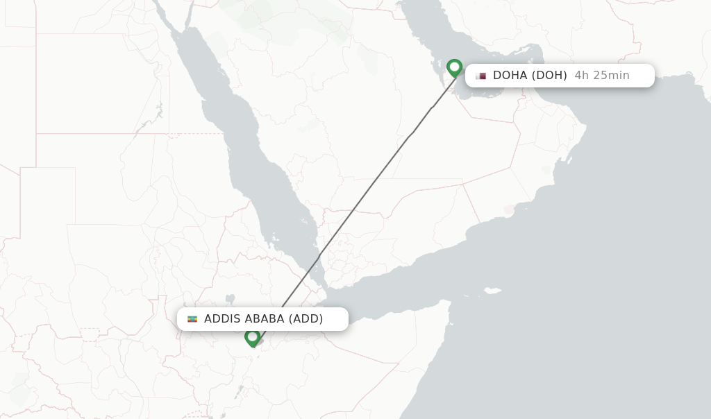 Direct (non-stop) flights from Addis Ababa to Doha - schedules ...