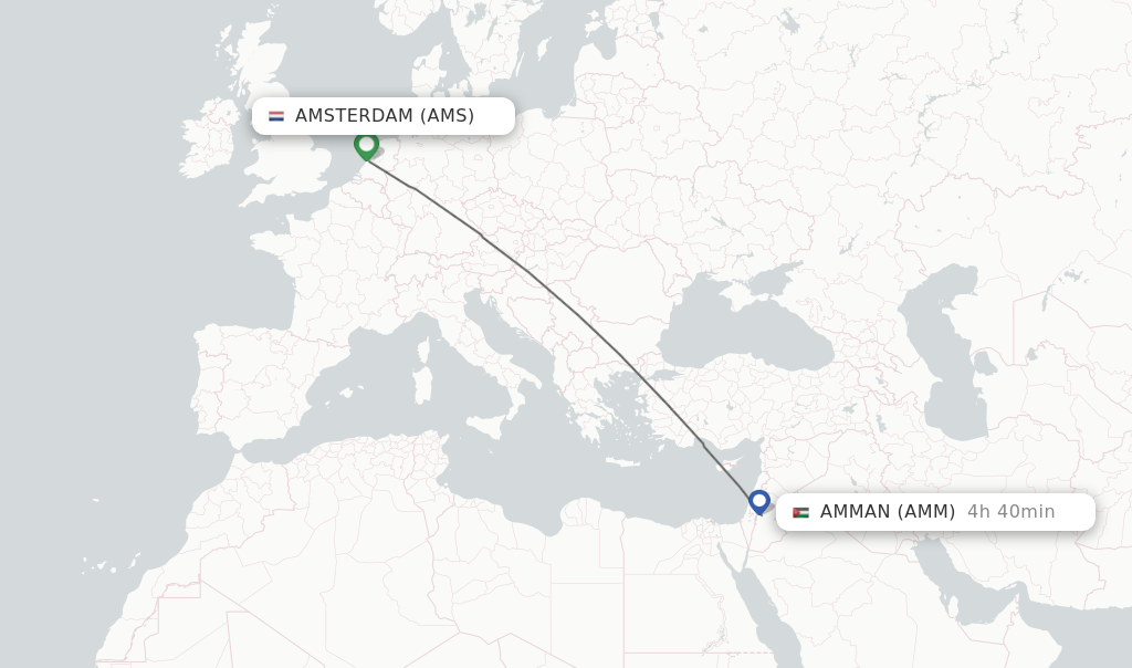 Direct (non-stop) flights from Amsterdam to Amman - schedules ...