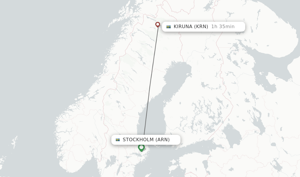 Direct (non-stop) flights from Stockholm to Kiruna - schedules ...
