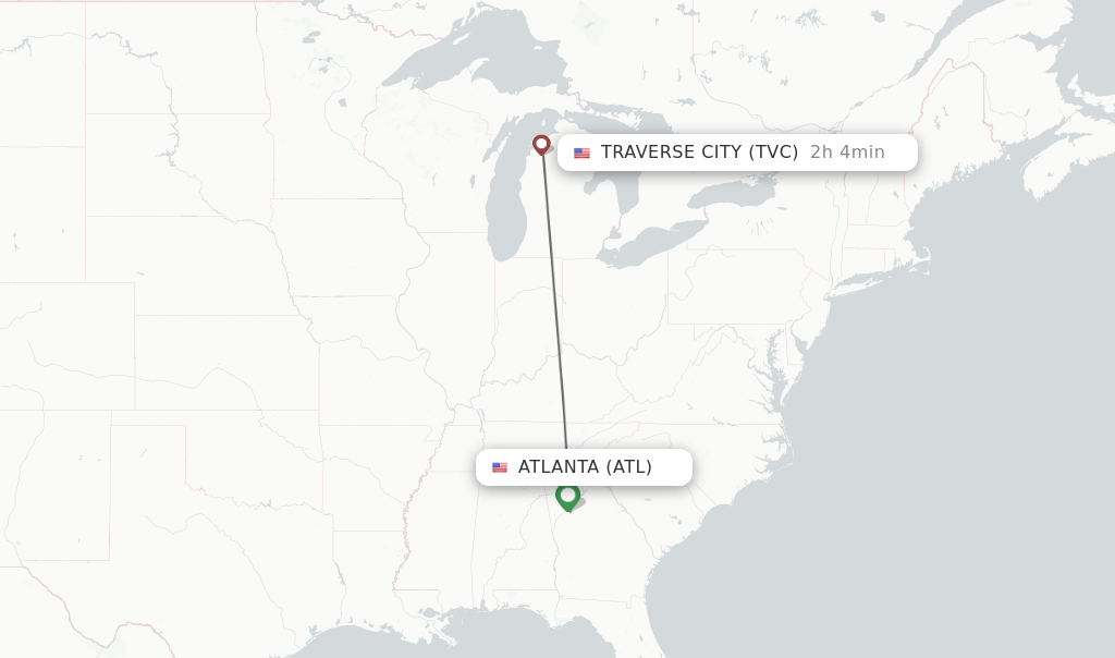 Direct (non-stop) flights from Atlanta to Traverse City - schedules ...