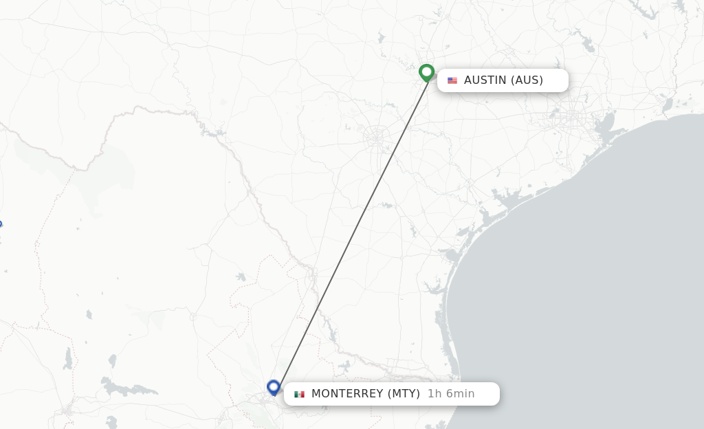 Direct (non-stop) flights from Austin to Monterrey - schedules ...