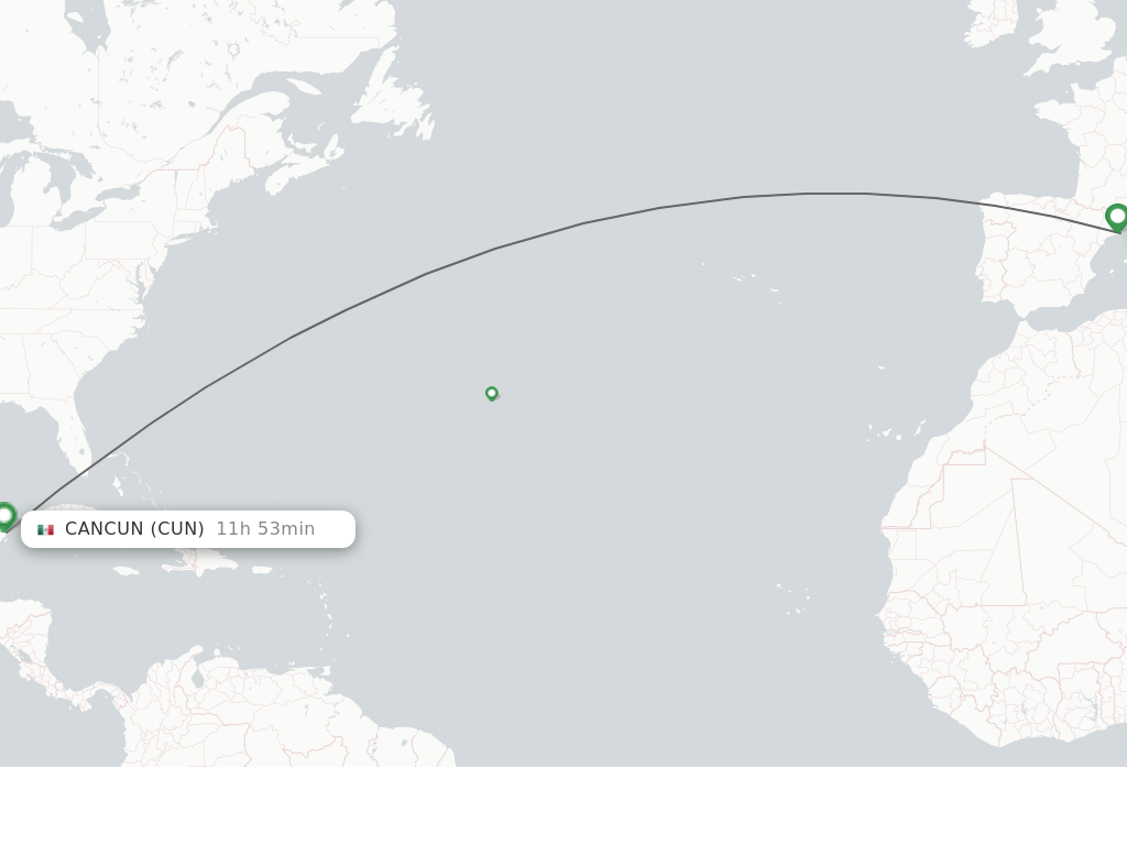 Direct (non-stop) flights from Barcelona to Cancun - schedules ...