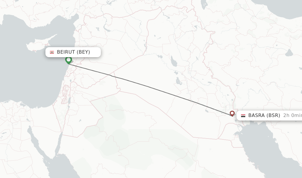 Direct (non-stop) flights from Beirut to Basra - schedules ...