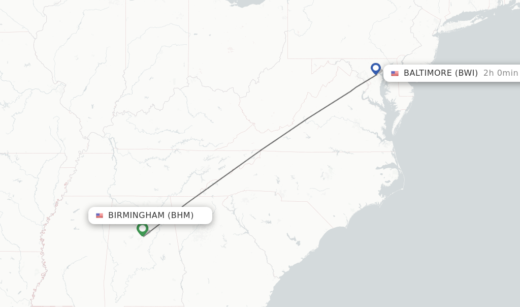 Direct (non-stop) flights from Birmingham to Baltimore - schedules ...