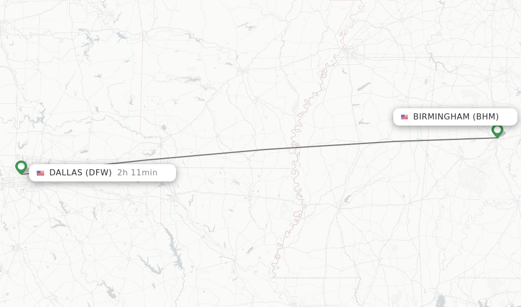 Direct (non-stop) flights from Birmingham to Dallas - schedules ...