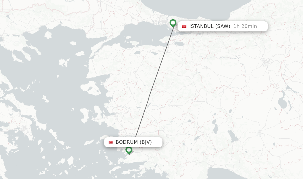 Direct (non-stop) flights from Bodrum to Istanbul - schedules ...