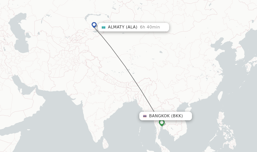 Direct (non-stop) flights from Bangkok to Almaty - schedules ...