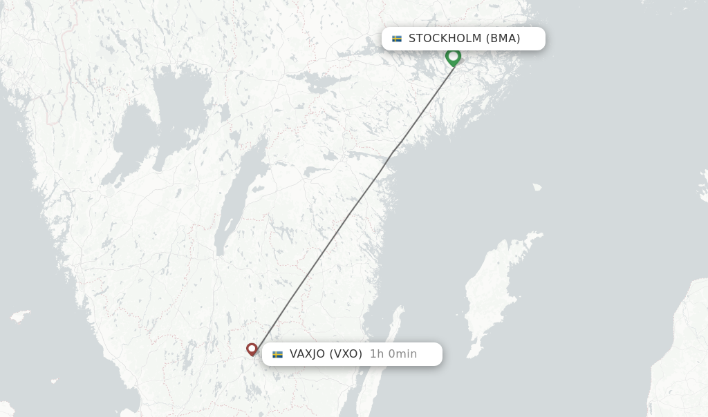 Direct (non-stop) flights from Stockholm to Vaxjo - schedules ...