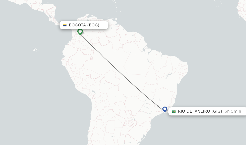 Direct (non-stop) flights from Bogota to Rio De Janeiro - schedules ...