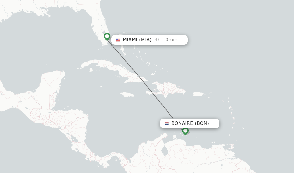 Direct (non-stop) flights from Bonaire to Miami - schedules ...