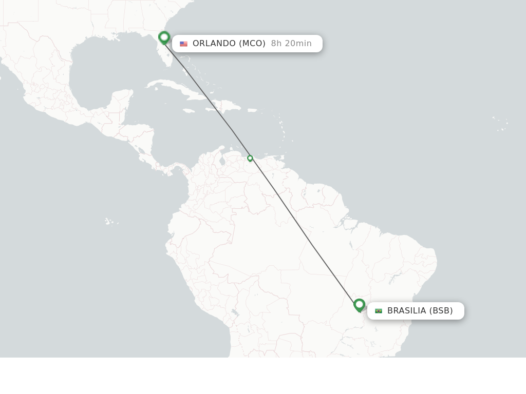 Direct (non-stop) flights from Brasilia to Orlando - schedules ...