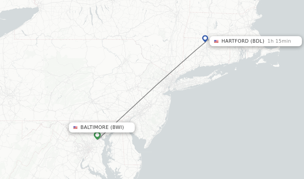 Direct (non-stop) flights from Baltimore to Hartford - schedules ...