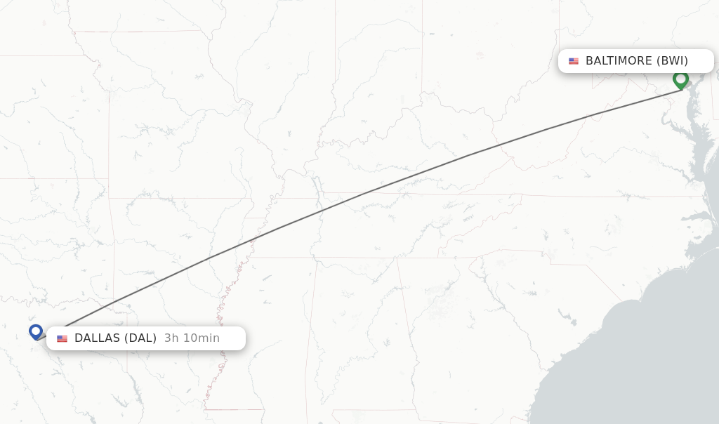 Direct (non-stop) flights from Baltimore to Dallas - schedules ...