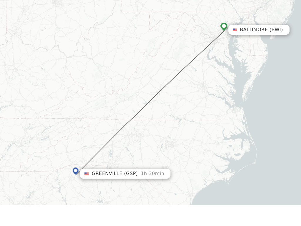 Direct (non-stop) flights from Baltimore to Greenville - schedules ...