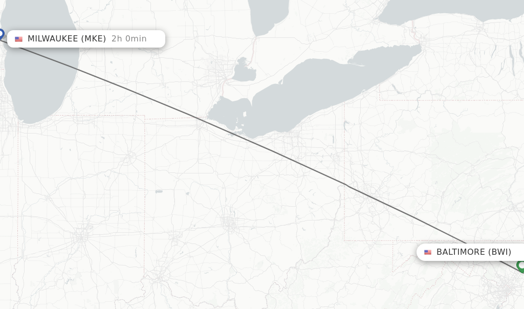 Direct (non-stop) flights from Baltimore to Milwaukee - schedules ...