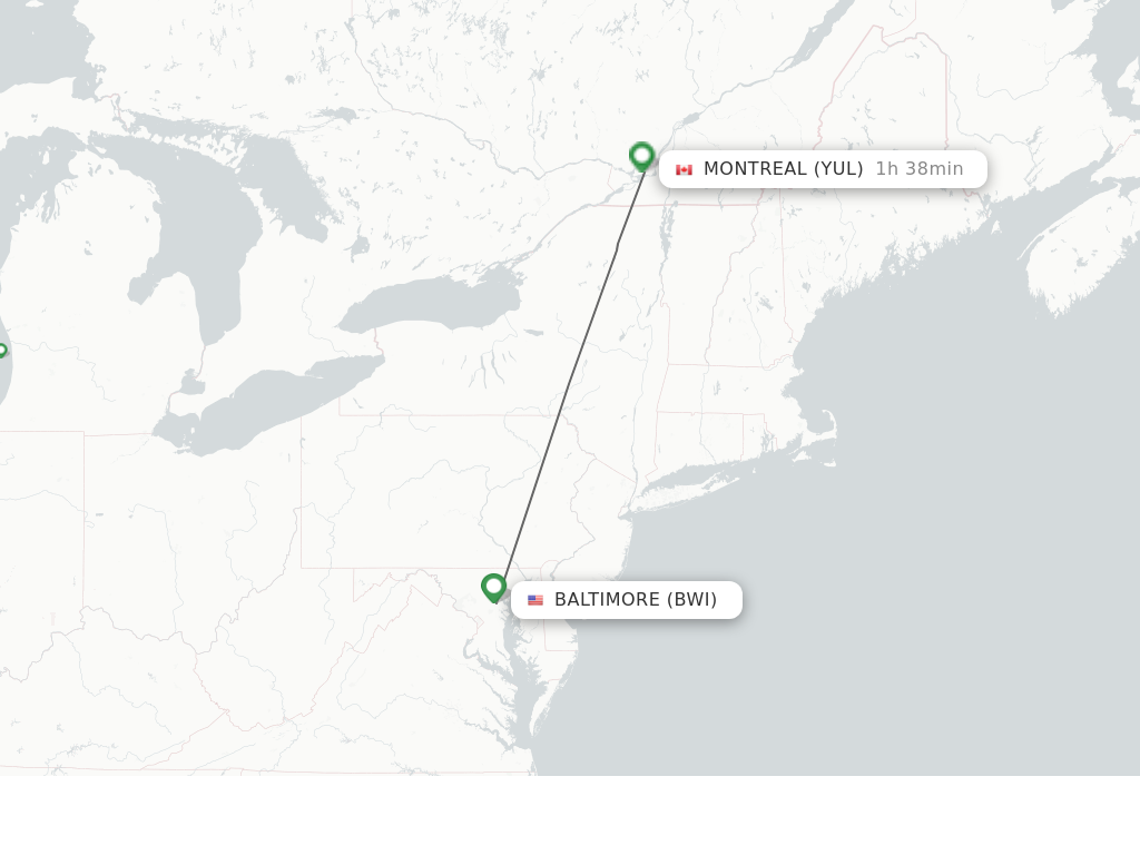 Direct (non-stop) flights from Baltimore to Montreal - schedules ...
