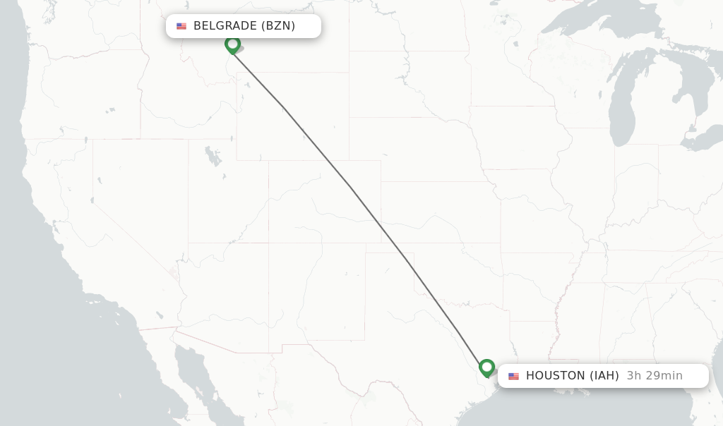 Direct (non-stop) flights from Bozeman to Houston - schedules ...