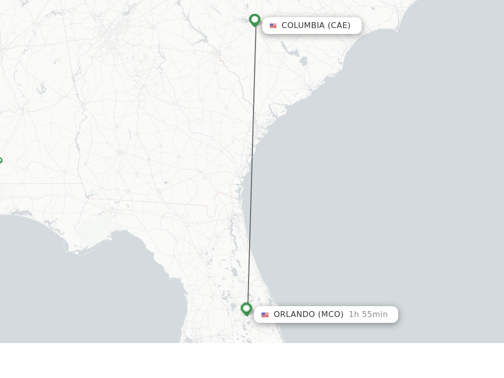 Direct (non-stop) flights from Columbia to Orlando - schedules ...