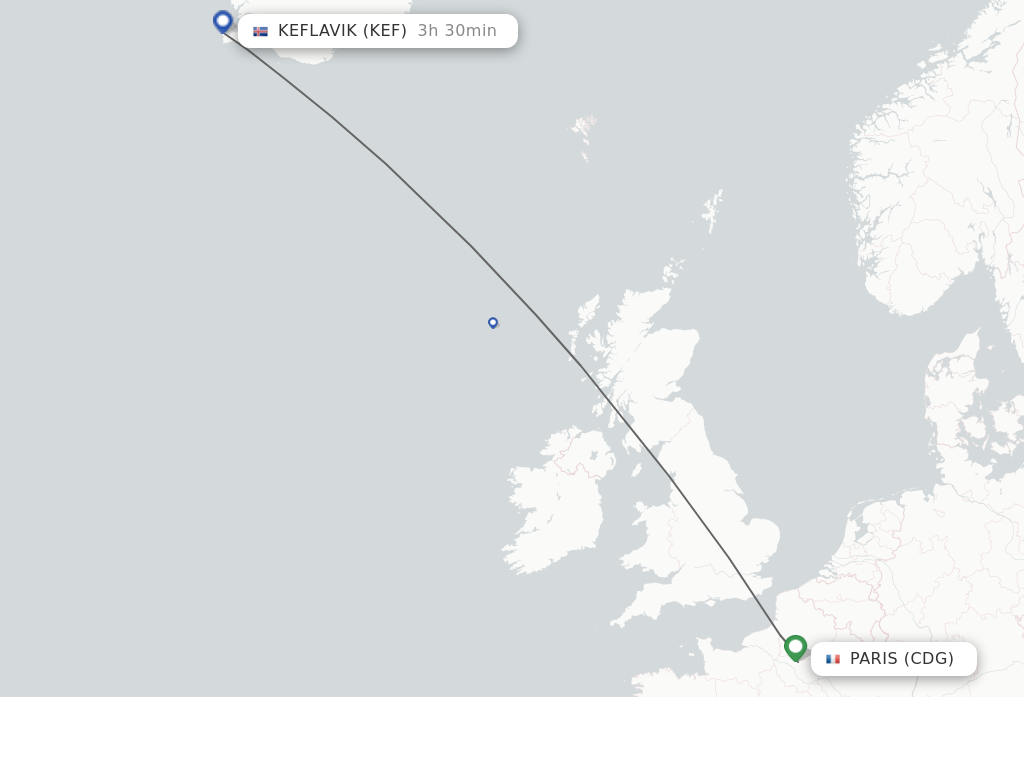 Direct (non-stop) flights from Paris to Reykjavik - schedules ...