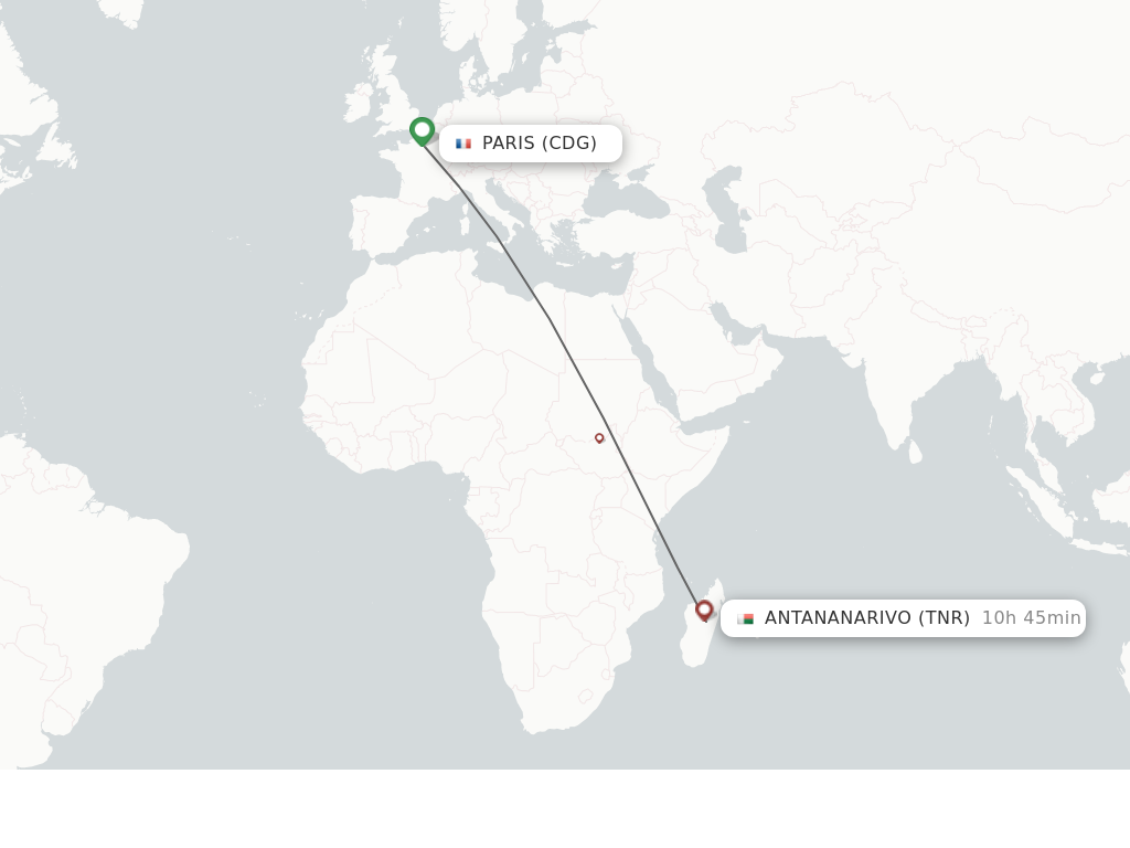 Direct (non-stop) flights from Paris to Antananarivo - schedules ...
