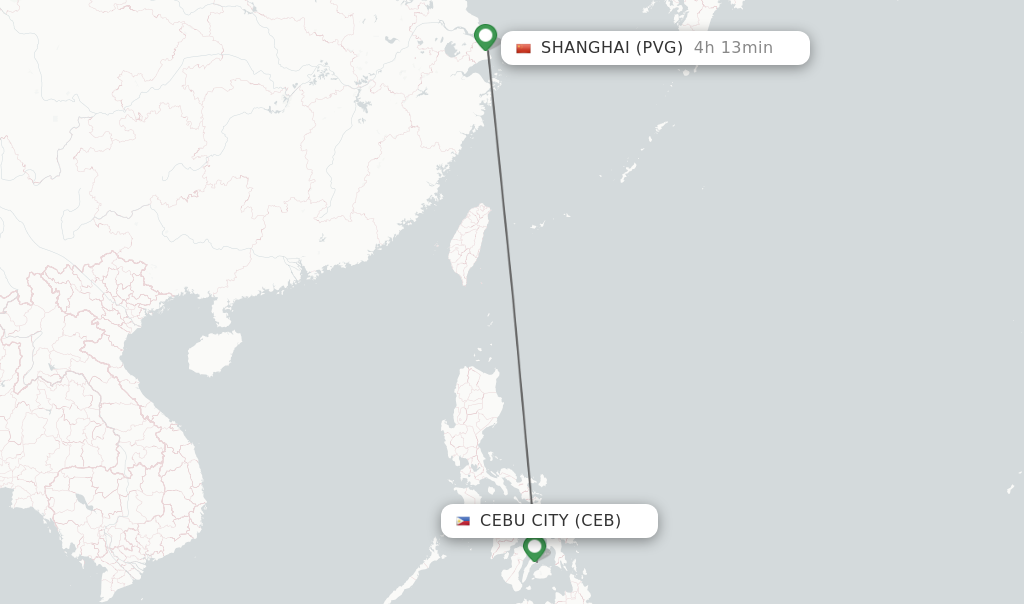 Direct (non-stop) flights from Cebu City to Shanghai - schedules ...