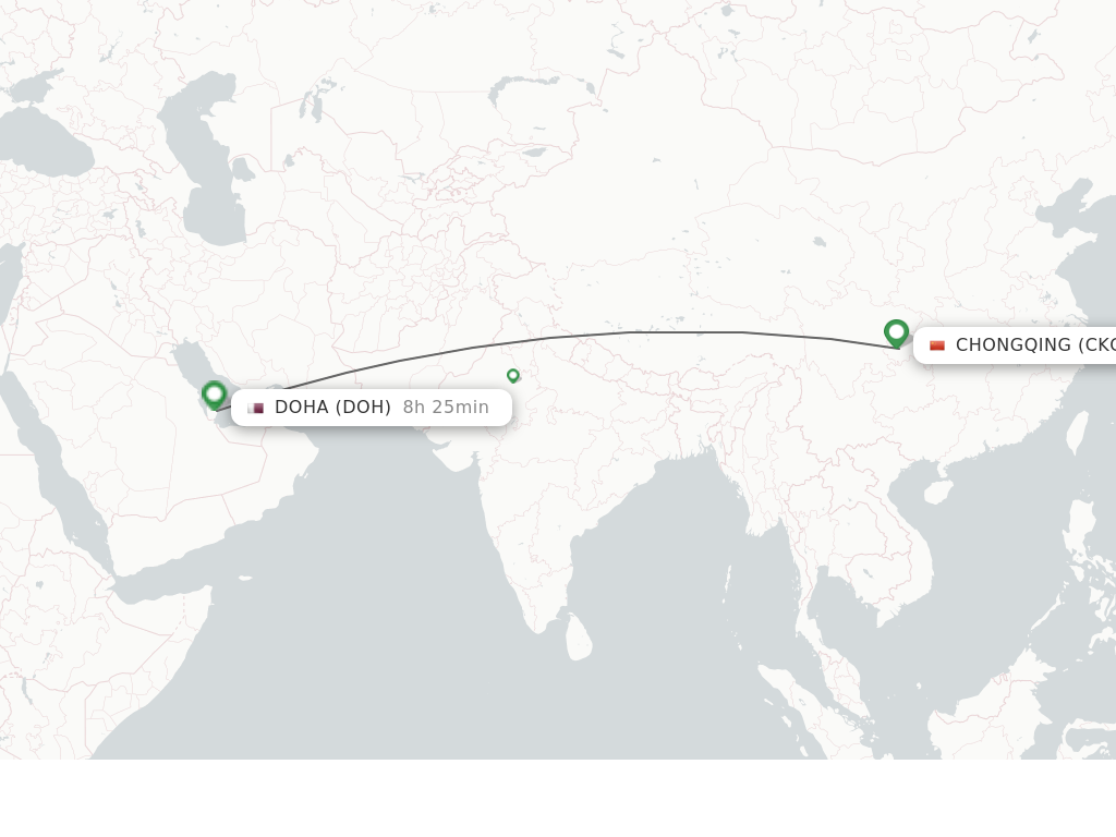 Direct (non-stop) flights from Chongqing to Doha - schedules ...