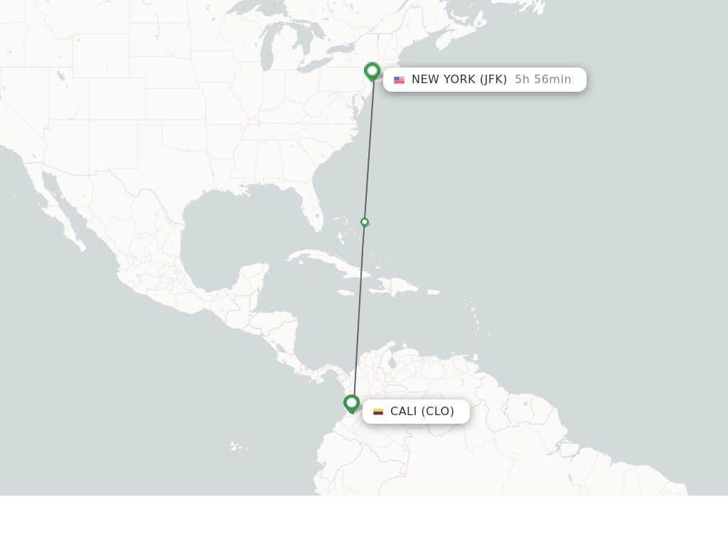 Direct (non-stop) flights from Cali to New York - schedules ...