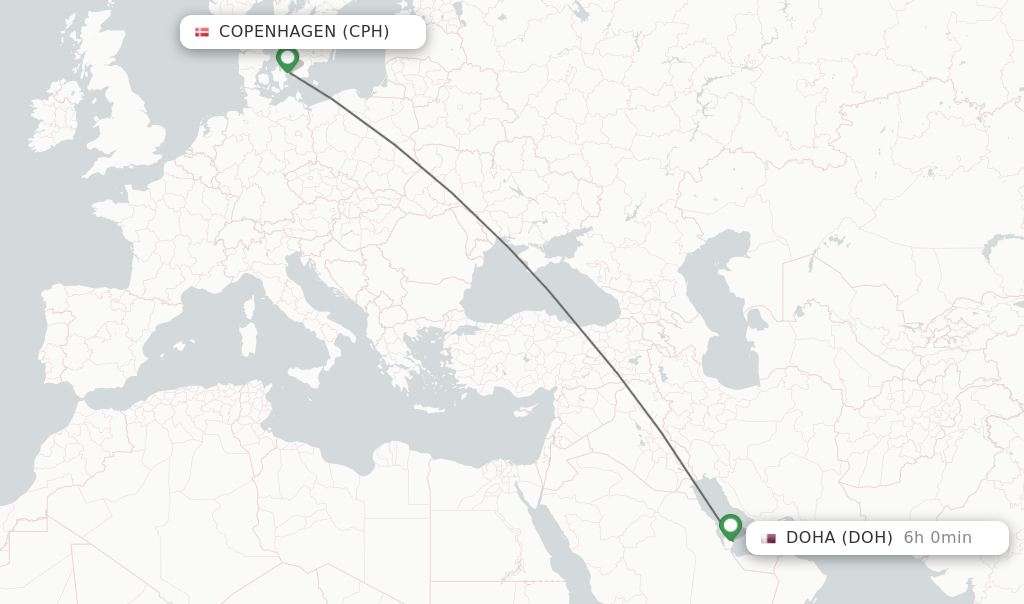 Direct (non-stop) flights from Copenhagen to Doha - schedules ...