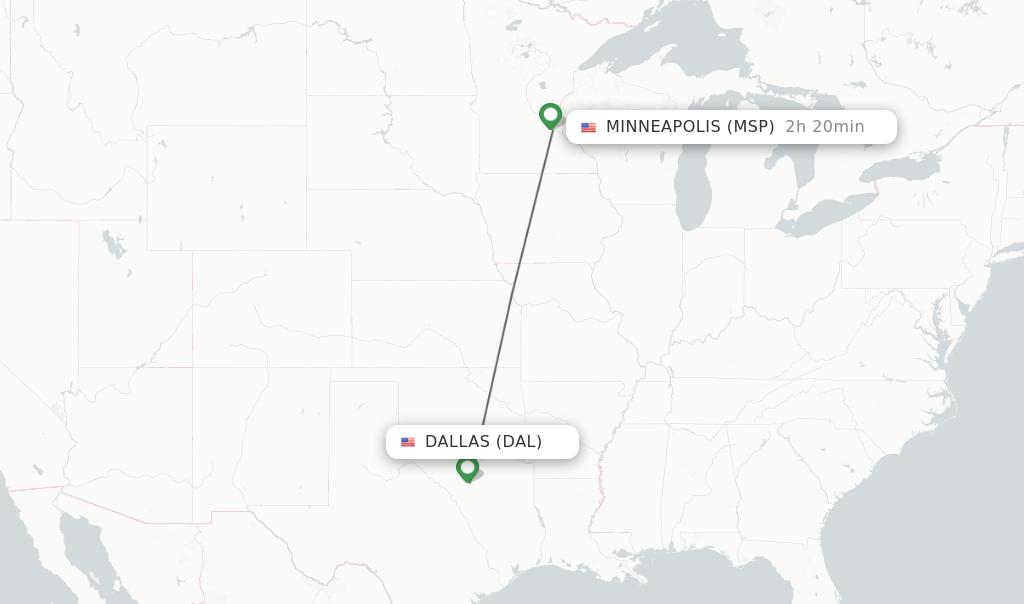 Direct (non-stop) flights from Dallas to Minneapolis - schedules ...