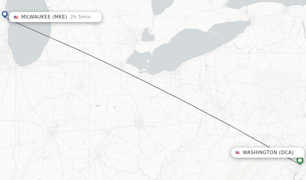 Direct (non-stop) flights from Washington to Milwaukee - schedules ...