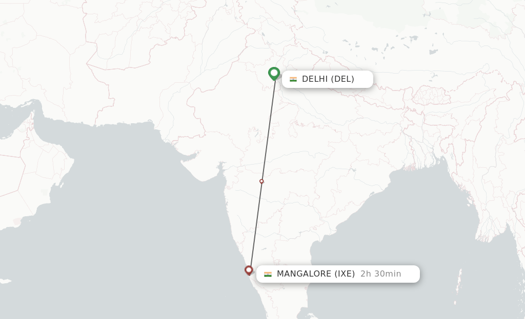 Direct (non-stop) flights from Delhi to Mangalore - schedules ...