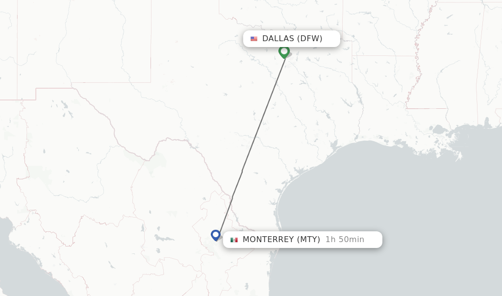 Direct (non-stop) flights from Dallas to Monterrey - schedules ...