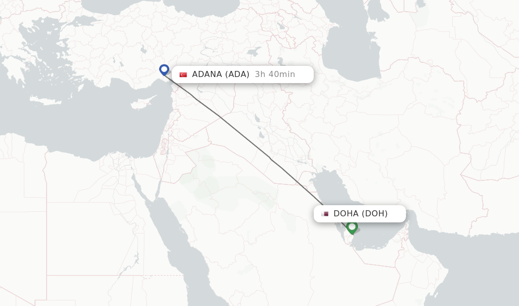 Direct (non-stop) flights from Doha to Adana - schedules - FlightsFrom.com