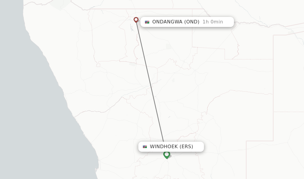 Direct (non-stop) flights from Windhoek to Ondangwa - schedules ...