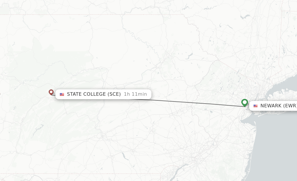 Direct (non-stop) flights from New York to State College - schedules ...