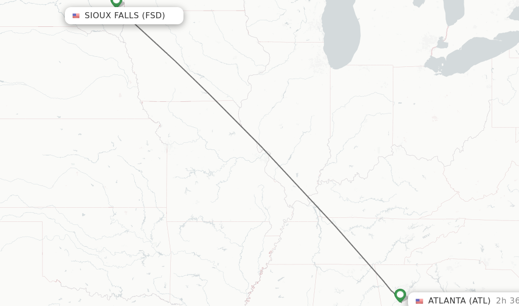Direct (non-stop) flights from Sioux Falls to Atlanta - schedules ...