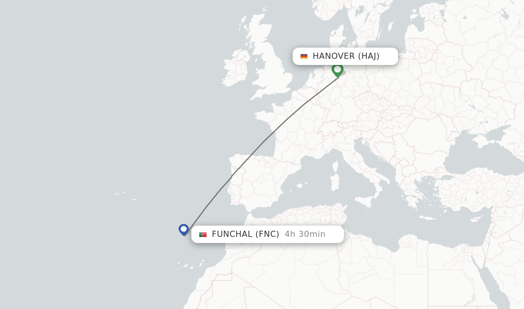 Direct (non-stop) flights from Hanover to Funchal - schedules ...