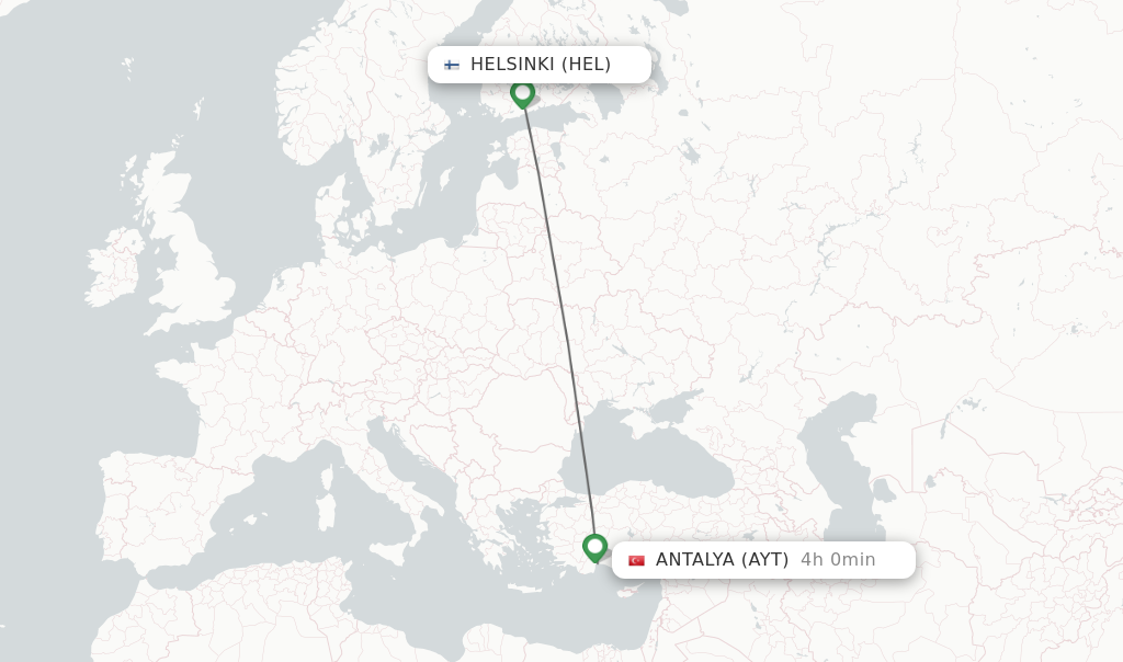 Direct (non-stop) flights from Helsinki to Antalya - schedules ...