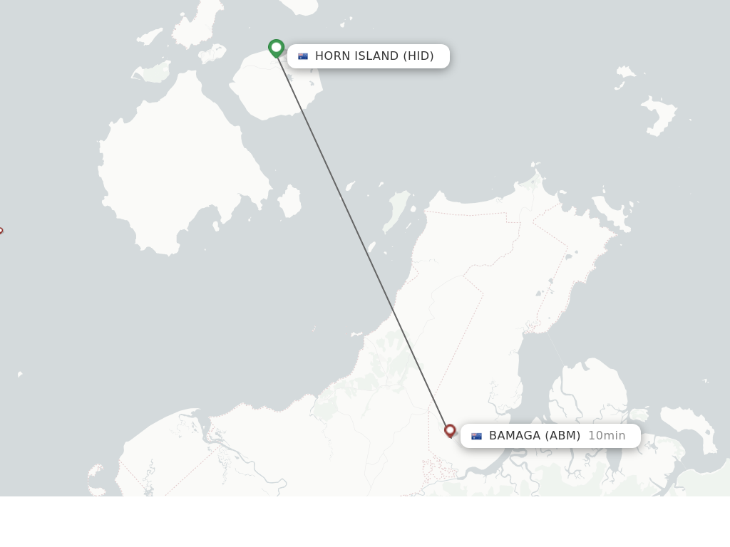 Direct (non-stop) flights from Horn Island to Bamaga - schedules ...