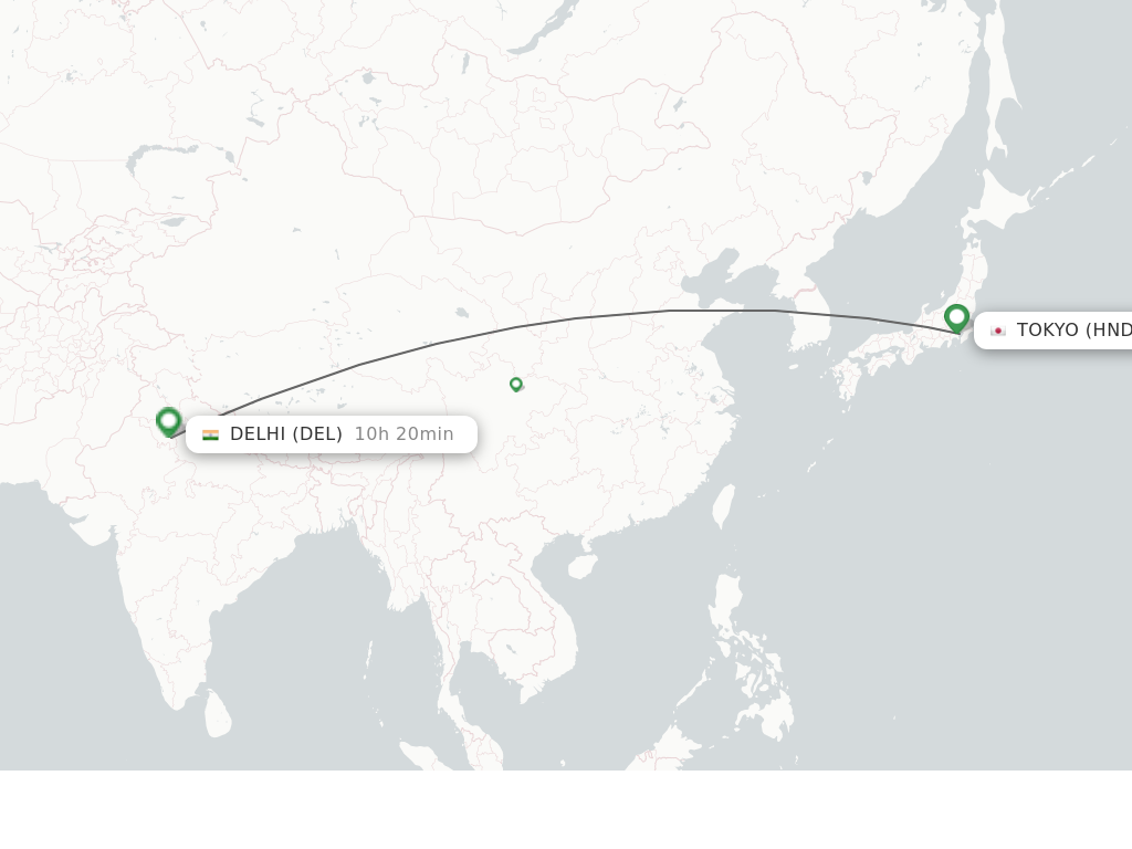 Direct (non-stop) flights from Tokyo to Delhi - schedules - FlightsFrom.com