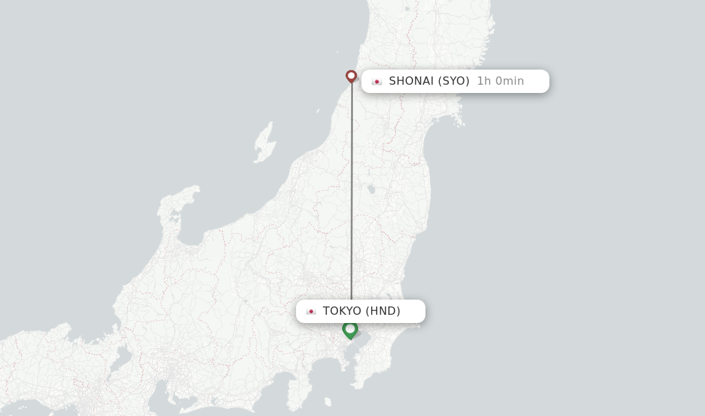 Direct (non-stop) flights from Tokyo to Shonai - schedules ...