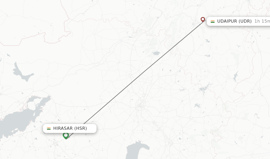 Direct (non-stop) flights from Hirasar to Udaipur - schedules ...