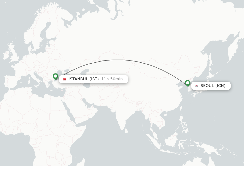 Direct (non-stop) flights from Seoul to Istanbul - schedules ...
