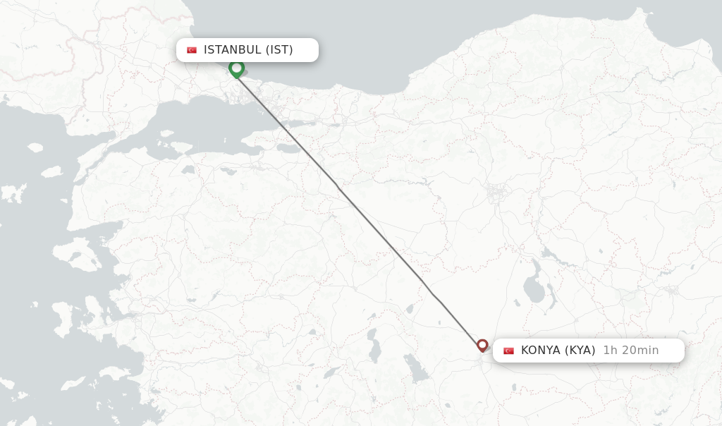 Direct (non-stop) flights from Istanbul to Konya - schedules ...