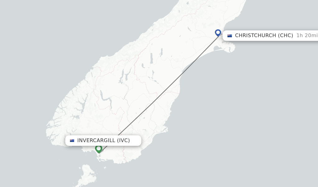 Direct (non-stop) flights from Invercargill to Christchurch - schedules ...