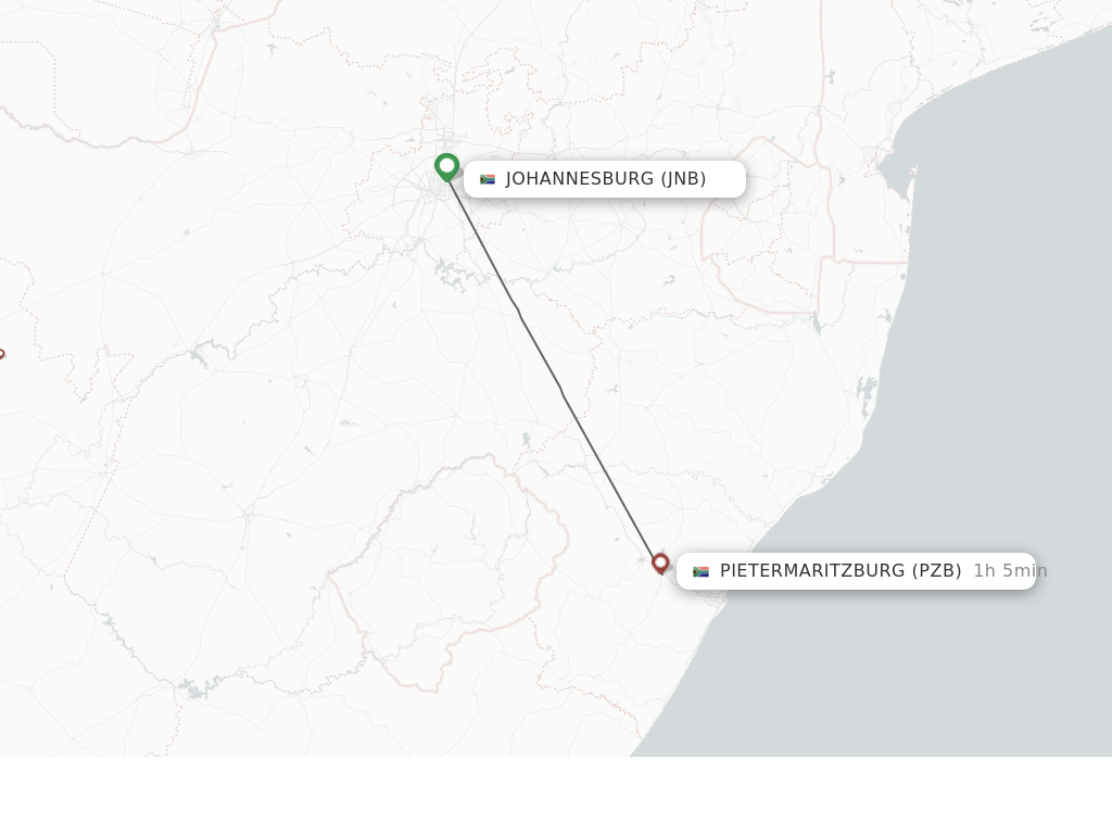Direct (non-stop) flights from Johannesburg to Pietermaritzburg ...