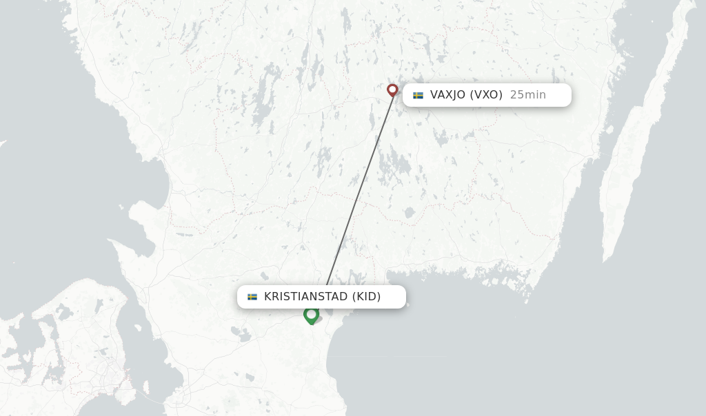 Direct (non-stop) flights from Vaxjo to Kristianstad - schedules ...