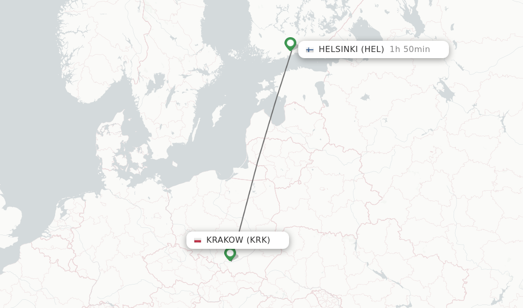 Direct (non-stop) flights from Krakow to Helsinki - schedules ...