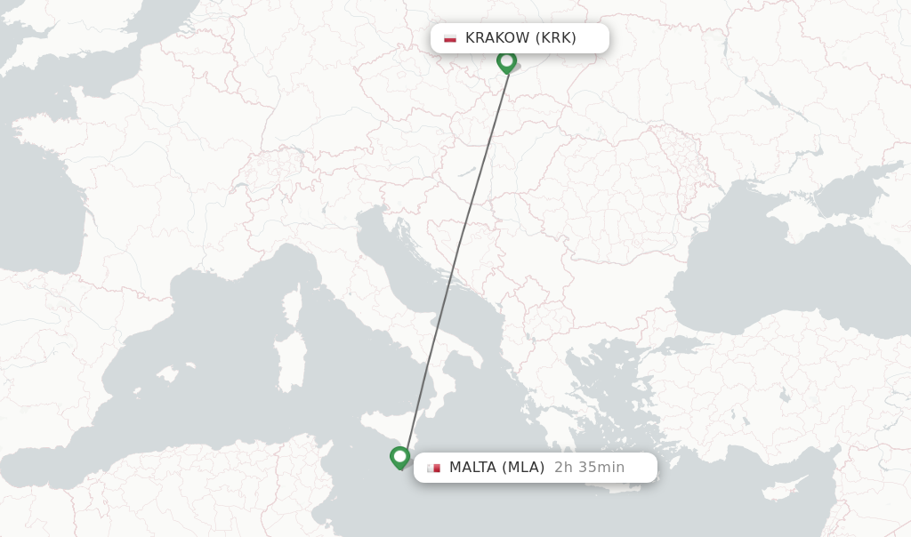 Direct (non-stop) flights from Krakow to Malta - schedules ...